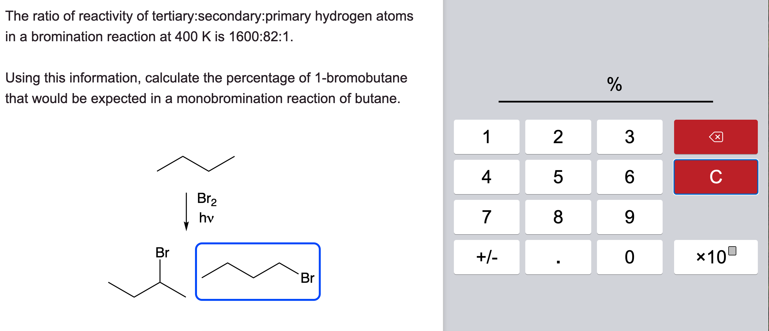 Solved The ratio of reactivity of tertiary:secondary:primary | Chegg.com