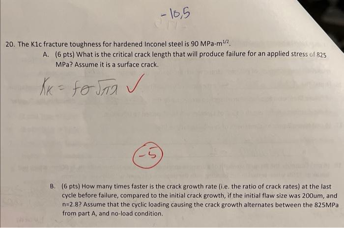 Solved 20. The K1c fracture toughness for hardened Inconel | Chegg.com