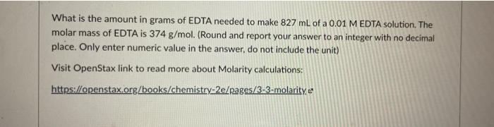 Solved What is the amount in grams of EDTA needed to make | Chegg.com