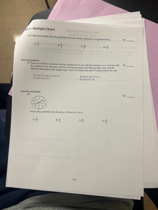 Solved 18) A fair die is nolled. Find the probakilyty that | Chegg.com