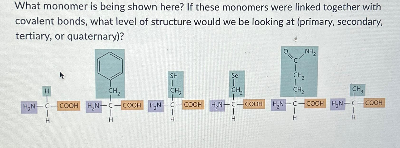 Solved What monomer is being shown here? If these monomers | Chegg.com
