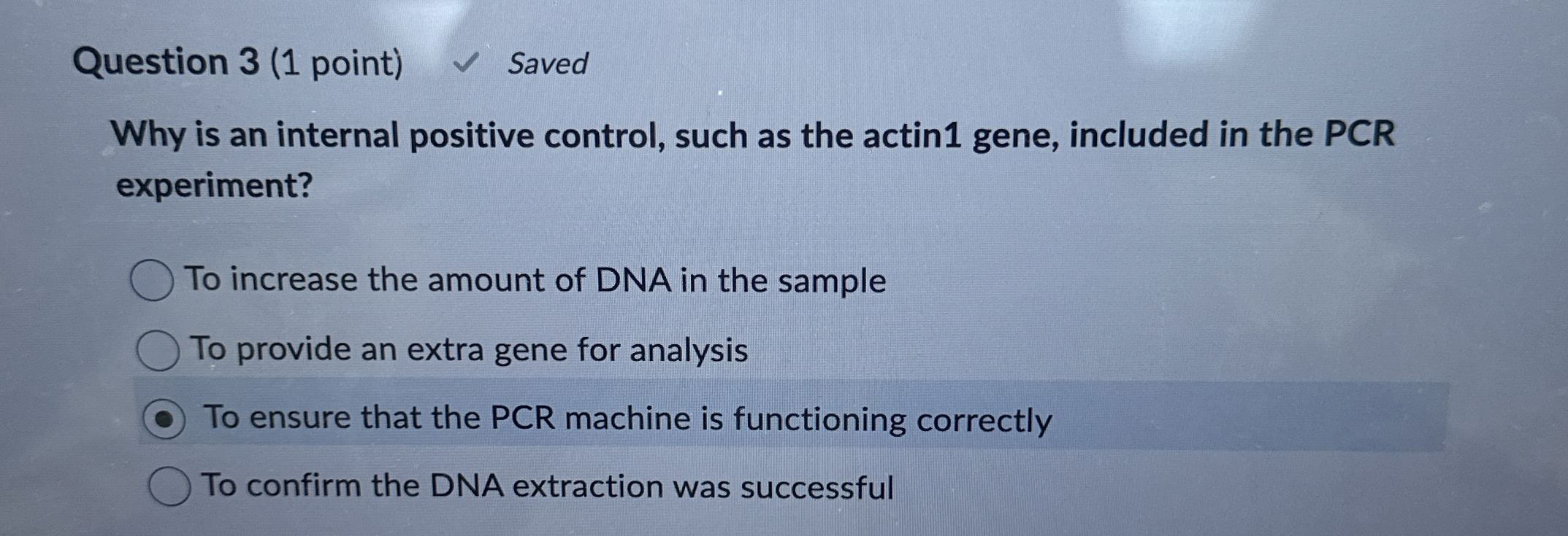 Solved Question 3 (1 ﻿point) ﻿SavedWhy is an internal | Chegg.com