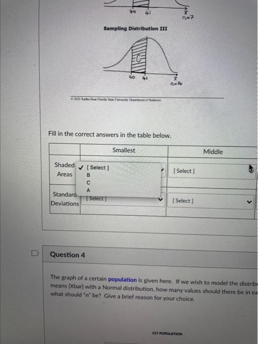 Solved three sampling distribution of X bar shown below. The | Chegg.com