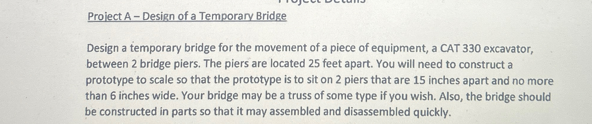 Solved Project A - ﻿Design of a Temporary BridgeDesign a | Chegg.com