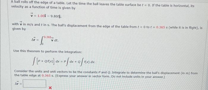 Solved A ball rolls off the edge of a table. Let the time | Chegg.com
