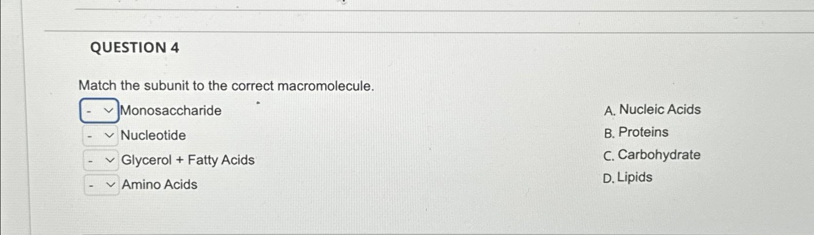 Solved QUESTION 4Match the subunit to the correct | Chegg.com