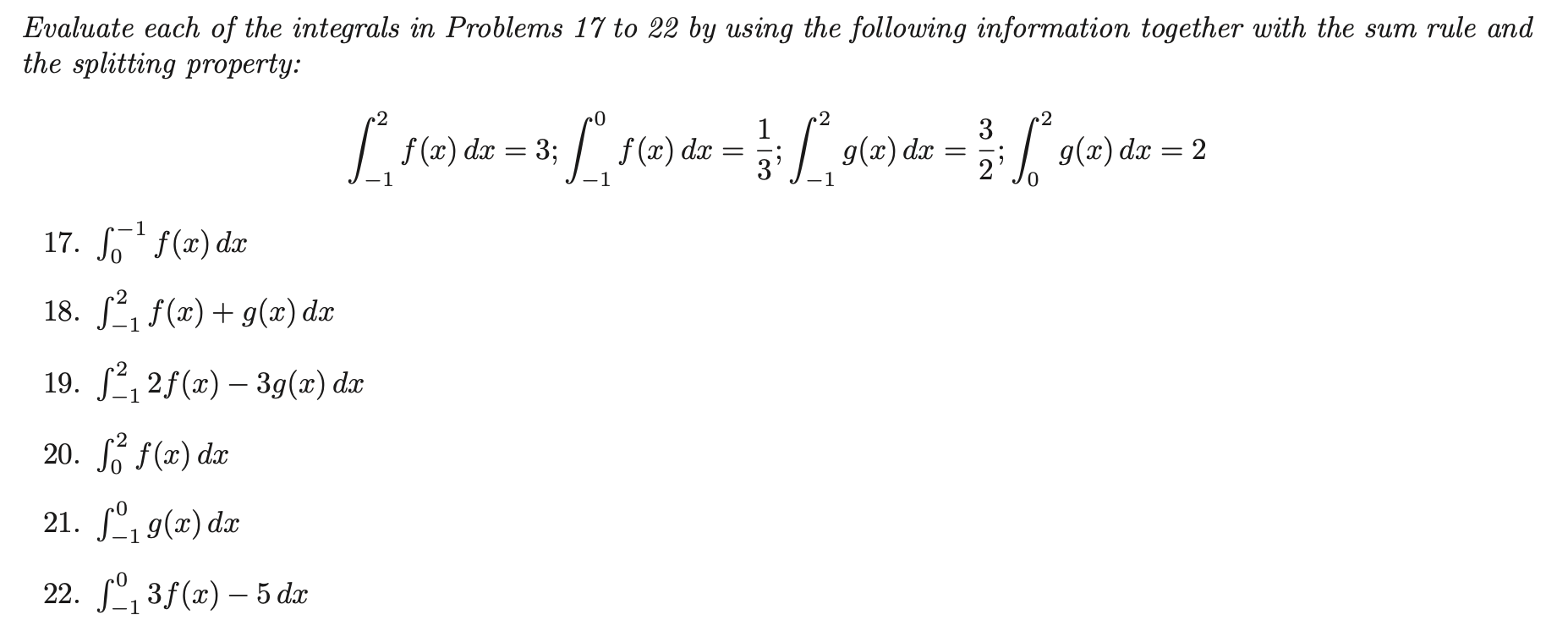 Solved Evaluate each of the integrals in Problems 17 ﻿to 22 | Chegg.com