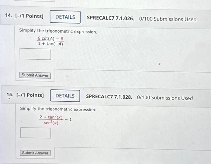 Solved Simplify the trigonometric expression. | Chegg.com Solved Simplify the trigonometric expression. | Chegg.com