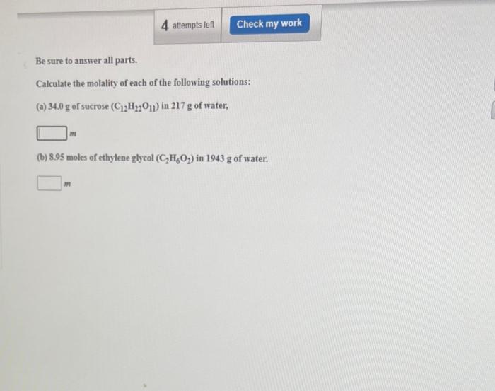Solved Be sure to answer all parts. Calculate the amount of | Chegg.com