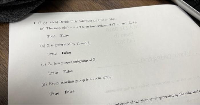 Solved 1. (3 ptr. each) Decide if the following are trive or | Chegg.com