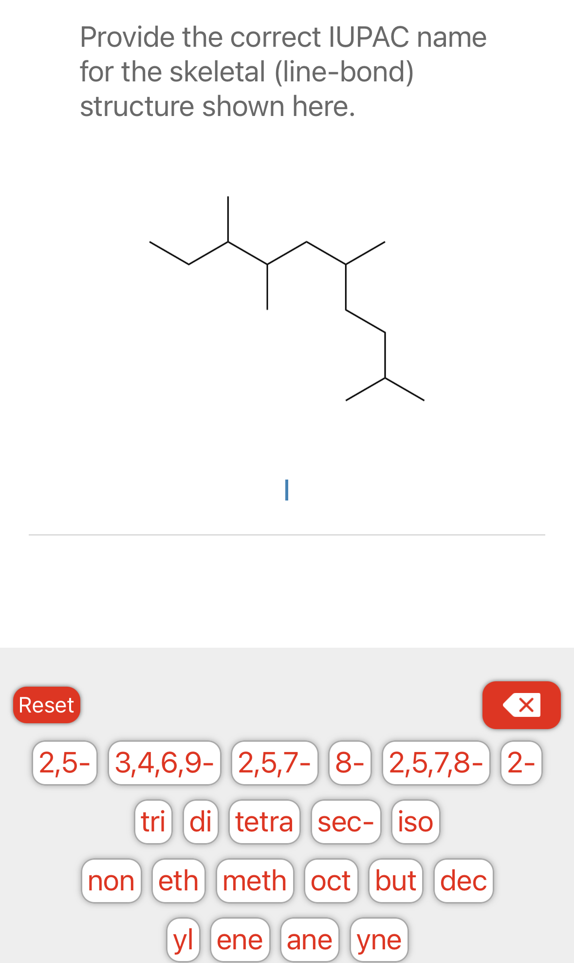 Provide the correct IUPAC name for the skeletal | Chegg.com