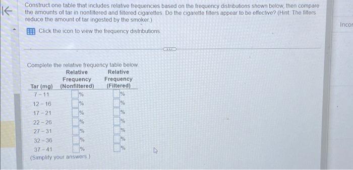 K Construct one table that includes relative | Chegg.com