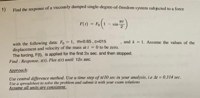 Solved Find the response of a viscously damped | Chegg.com