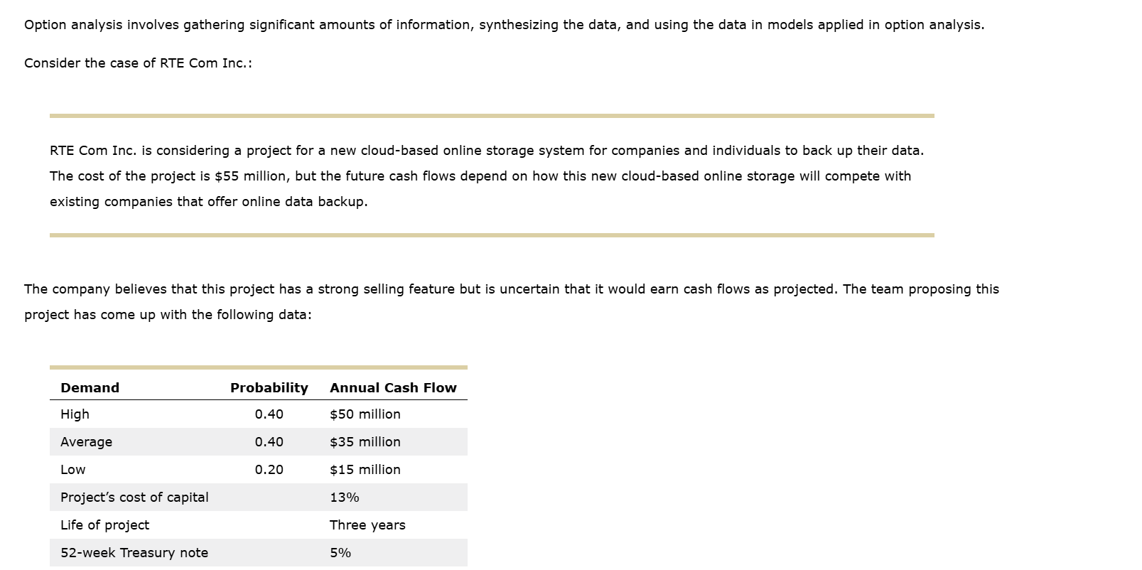 Solved Option analysis involves gathering significant | Chegg.com