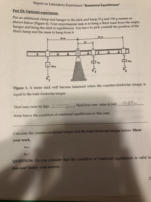 Solved Report on Laboratory Experiment "Rotational | Chegg.com