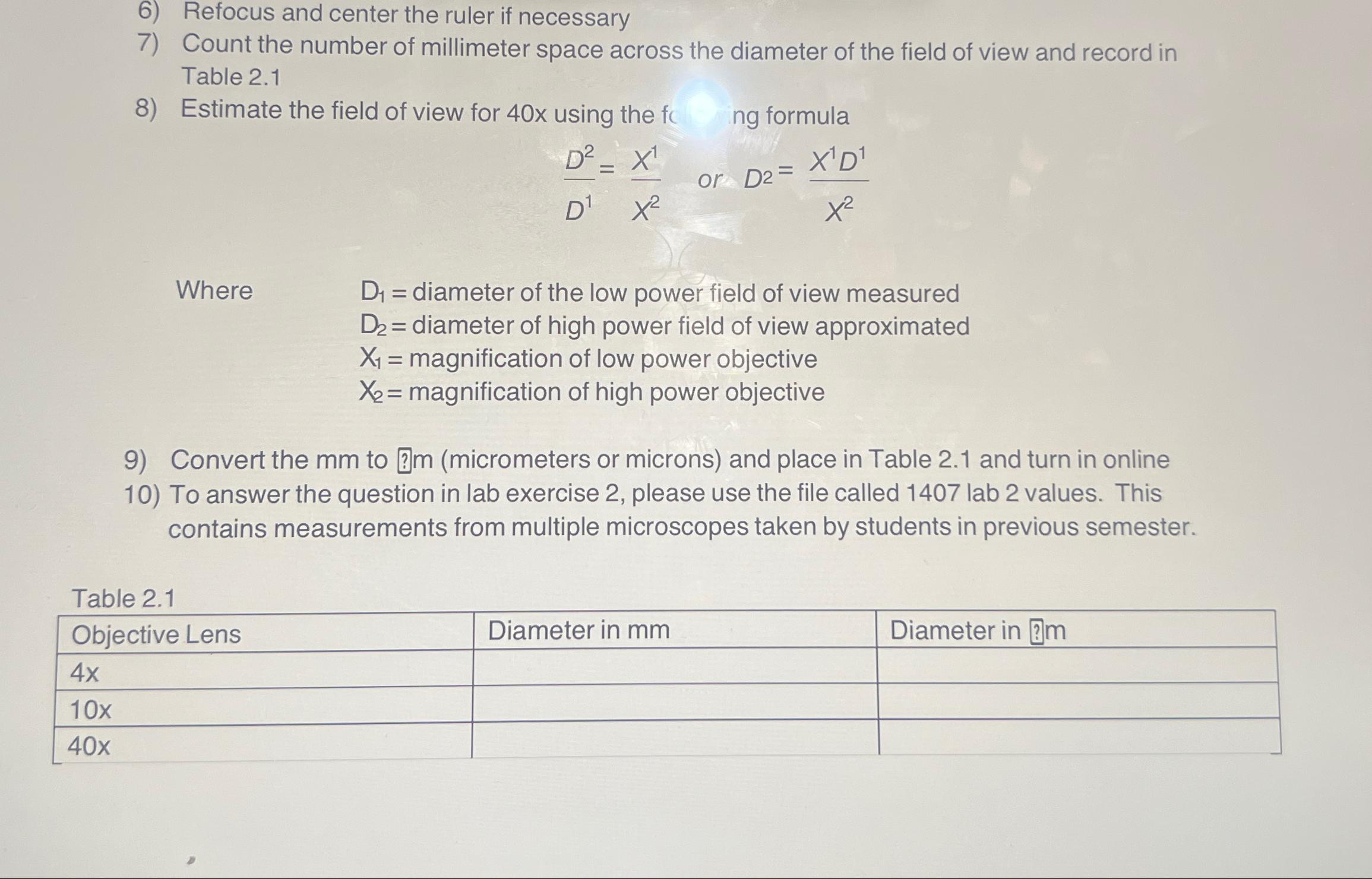Solved Refocus and center the ruler if necessaryCount the | Chegg.com