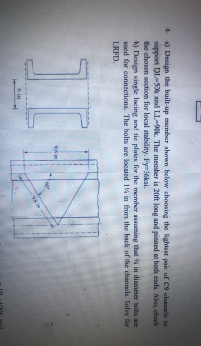 Solved 4- a) Design the built-up member shown below choosing | Chegg.com