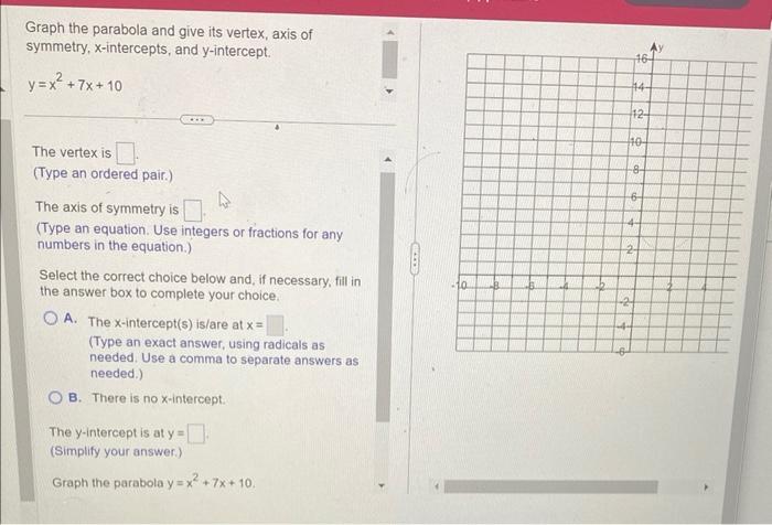 Solved Graph the parabola and give its vertex, axis of | Chegg.com