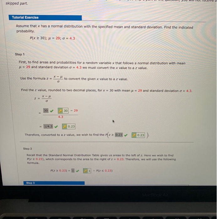 Solved skipped part. Tutorial Exercise Assume that x has a | Chegg.com