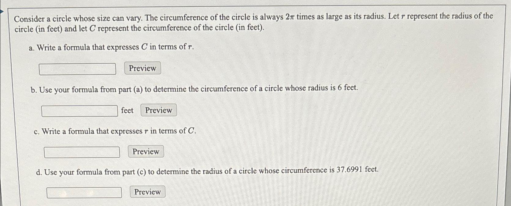Solved Consider a circle whose size can vary. The | Chegg.com Solved Consider a circle whose size can vary. The | Chegg.com