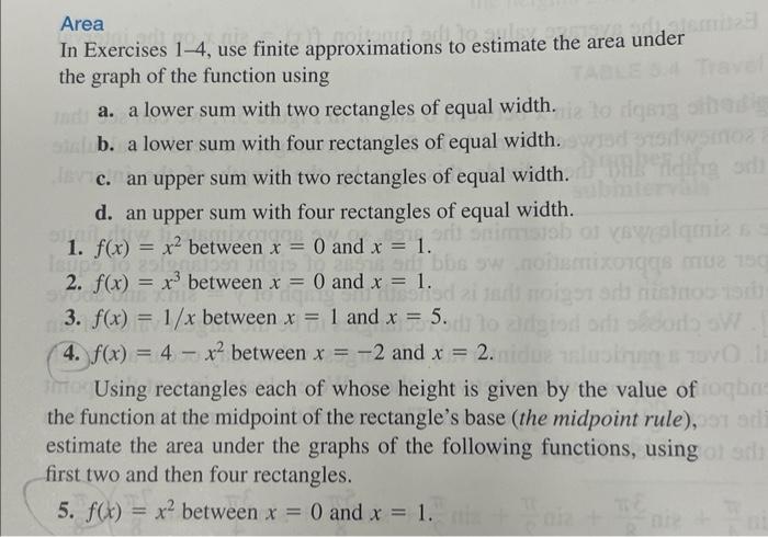 Solved Area In Exercises 1-4, use finite approximations to | Chegg.com
