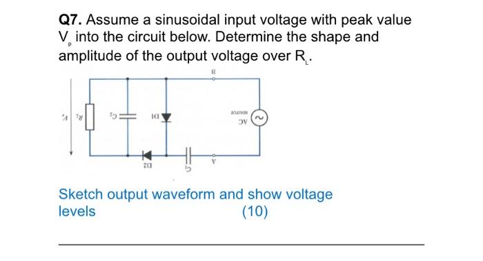 Solved Q7. Assume a sinusoidal input voltage with peak value | Chegg.com