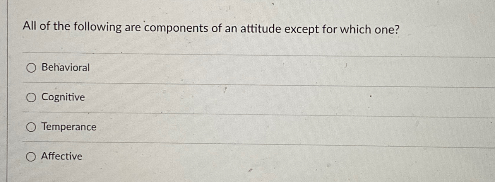 Solved All of the following are components of an attitude | Chegg.com