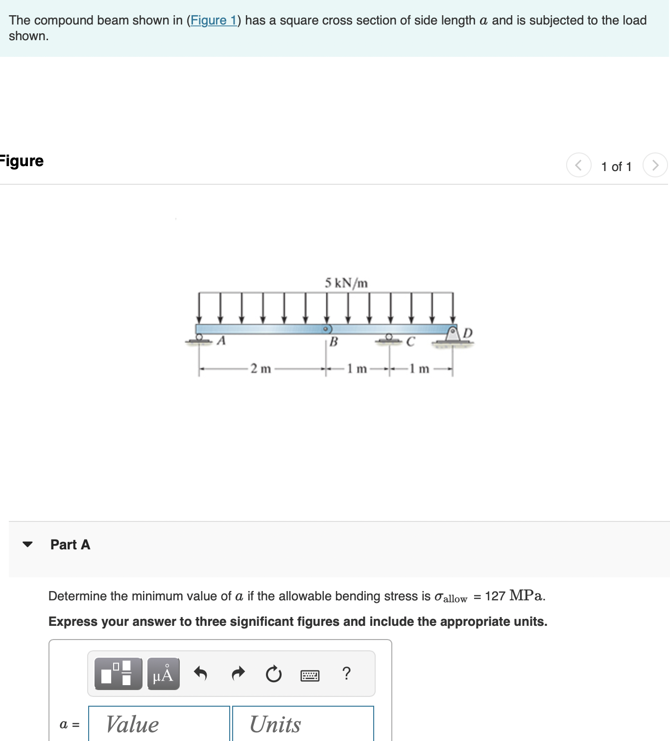 Solved The compound beam shown in (Figure 1) ﻿has a square | Chegg.com