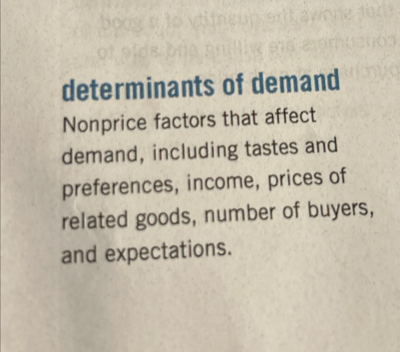 Solved determinants of demand Nonprice factors that affect | Chegg.com