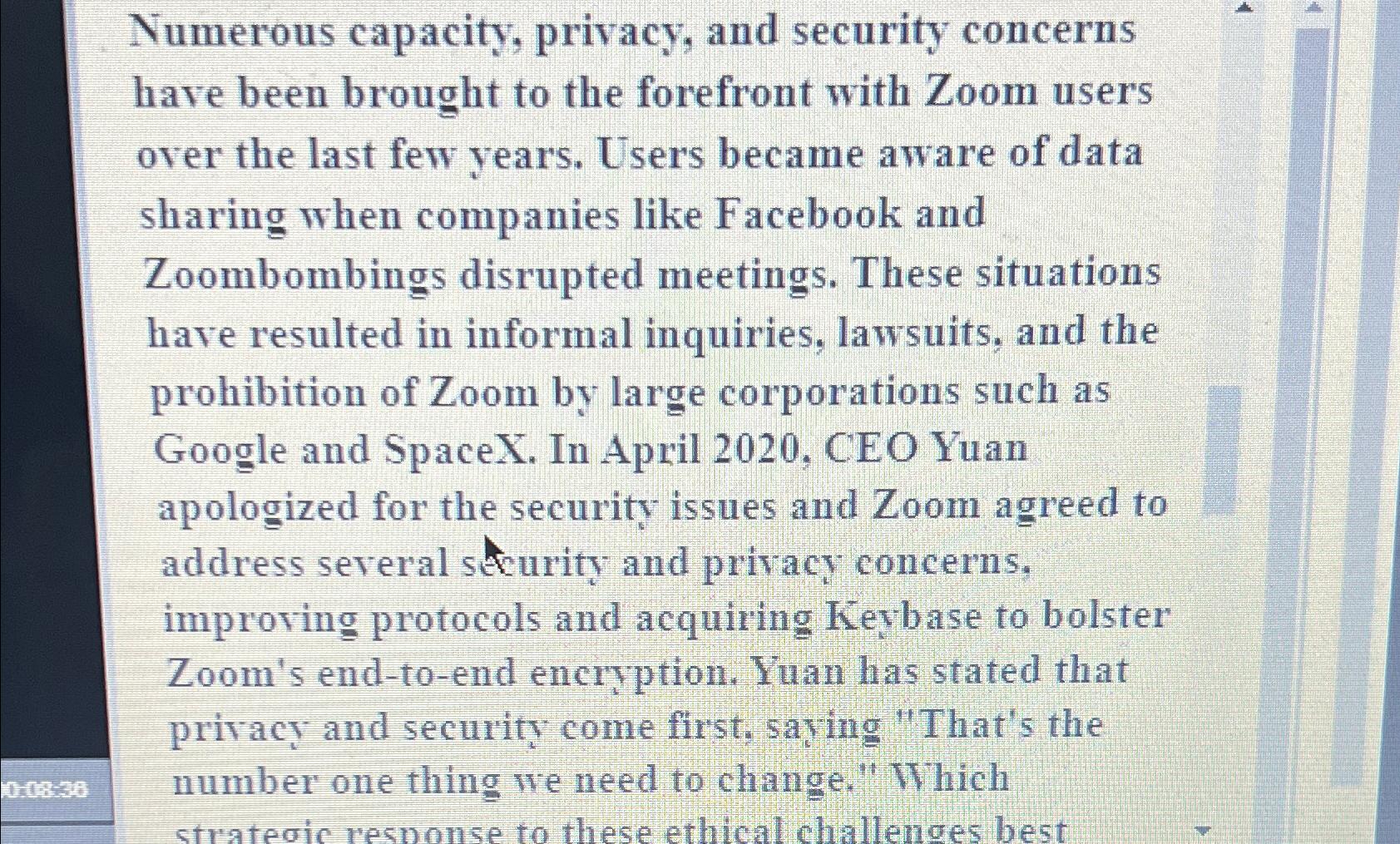 Solved Numerous capacity, privacy, and security concerns | Chegg.com