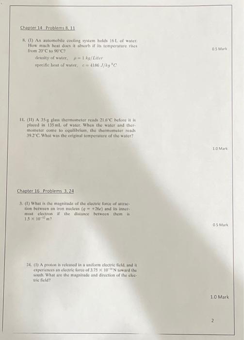 Solved K. (1) An automolile coolise system bolds 16 L of | Chegg.com