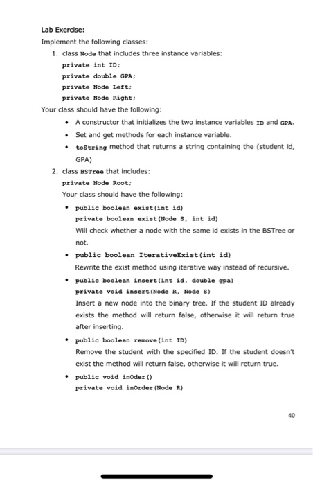 Solved Lab Exercise: Implement the following classes: 1. | Chegg.com