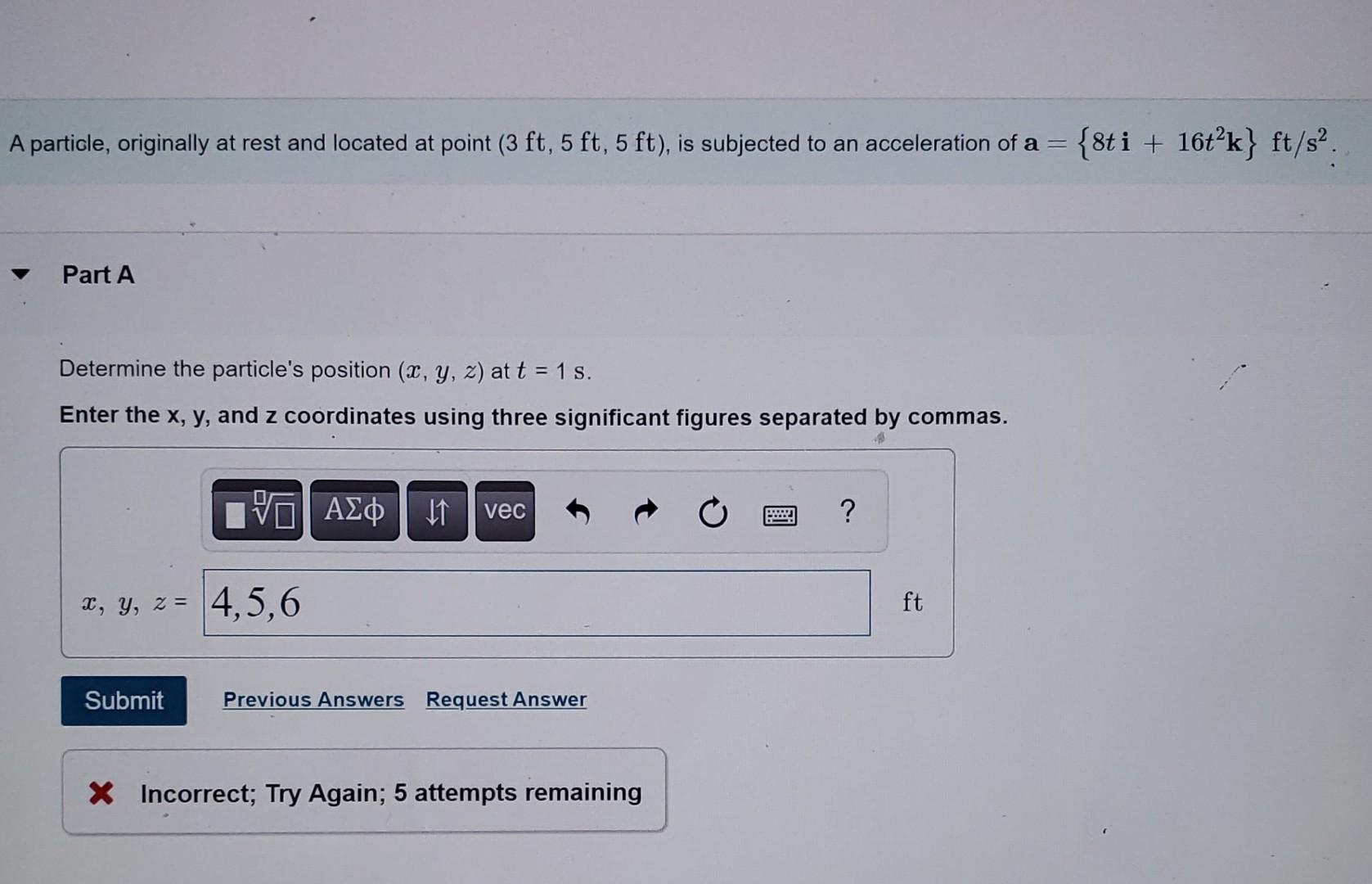 Solved A particle, originally at rest and located at point | Chegg.com