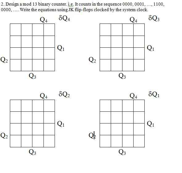 Solved Design a mod 13 binary counter. i.e. It counts in the | Chegg.com