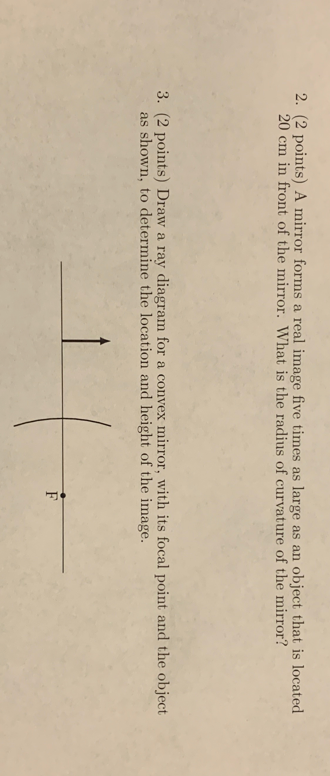 Solved (2 ﻿points) ﻿A mirror forms a real image five times | Chegg.com