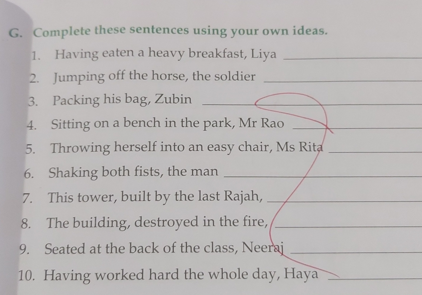 Solved G. ﻿Complete these sentences using your own | Chegg.com