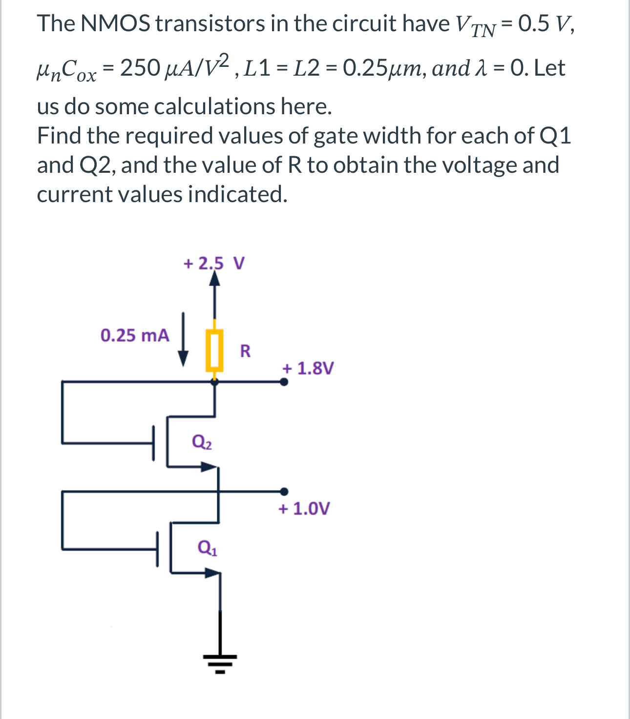 Solved The NMOS transistors in the circuit have | Chegg.com