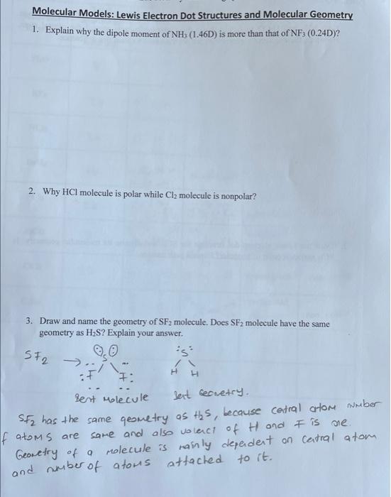 Solved Molecular Models Lewis Electron Dot Structures And