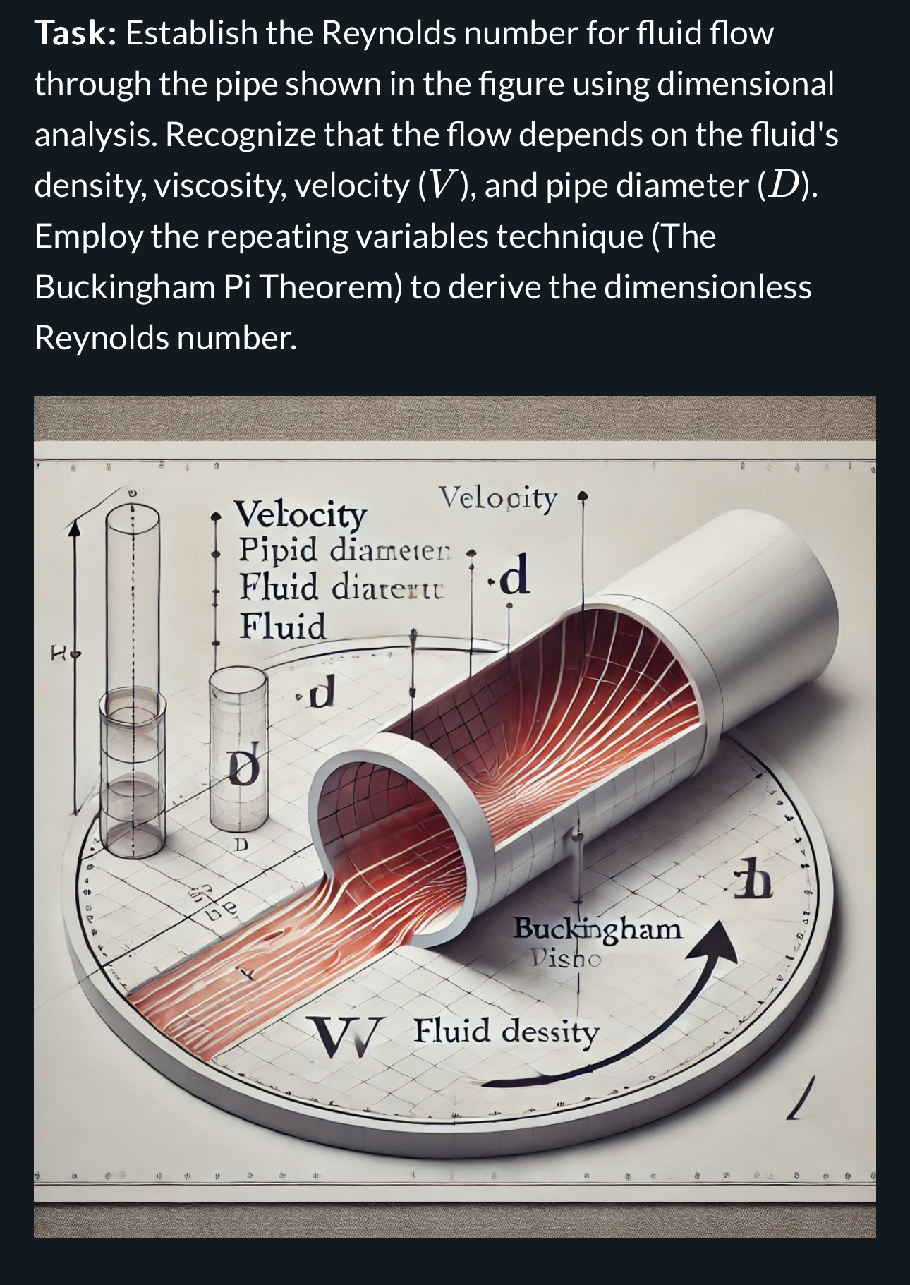 Solved Task: Establish the Reynolds number for fluid flow | Chegg.com