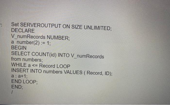 Solved Need help. PLEASE show final output. Change PL/SQL | Chegg.com