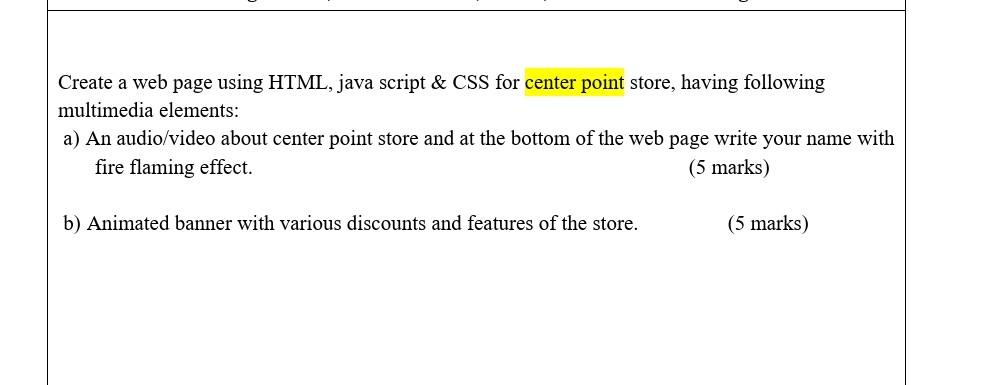 Solved Create a web page using HTML, java script & CSS for | Chegg.com