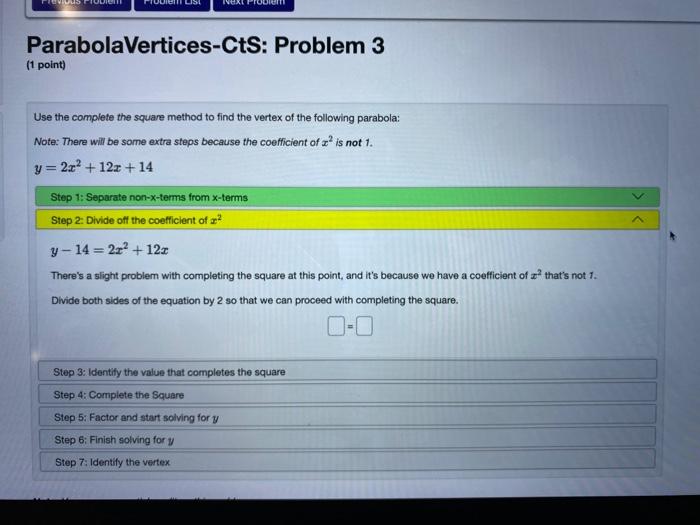 Solved Use the complete the square method to find the vertex | Chegg.com