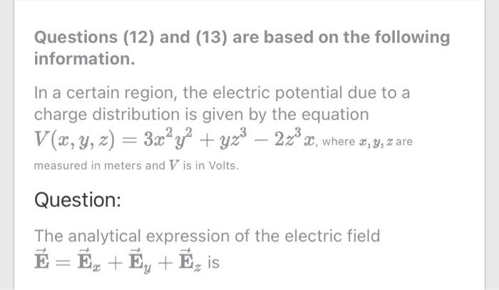 Solved What is the analytical expression of the electric | Chegg.com