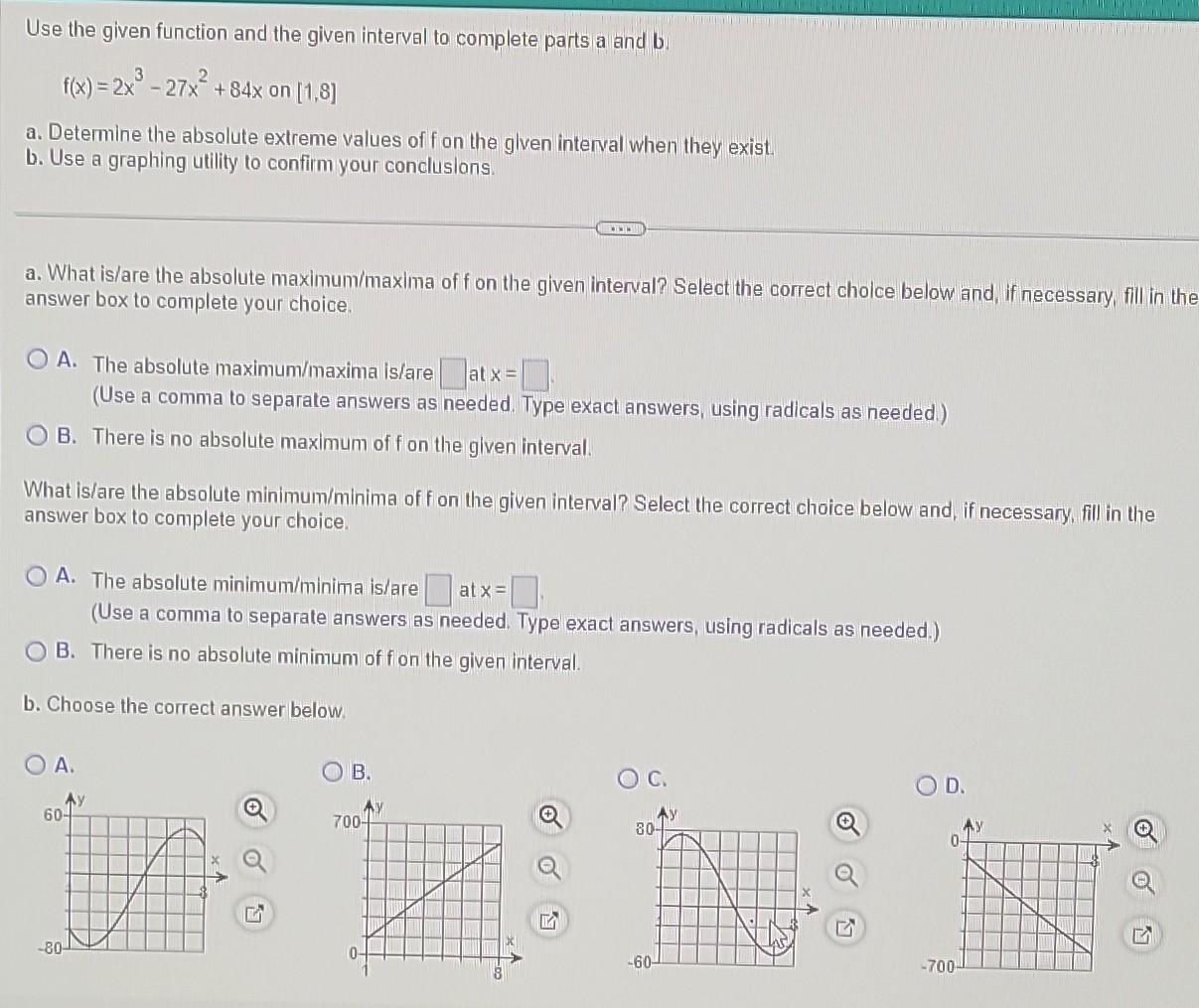 Solved Use The Given Function And The Given Interval To 1052