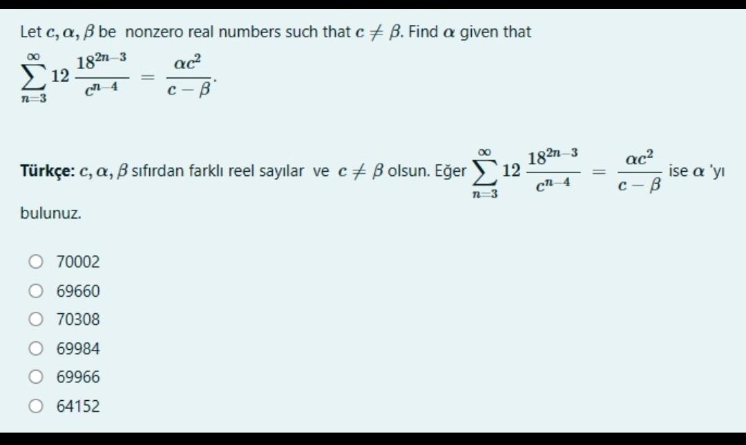 Let c,α,β be nonzero real numbers such that c =β. | Chegg.com