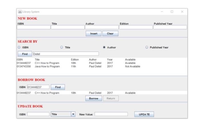 Solved Library System NEW BOOK ISBN Title Author Edition | Chegg.com