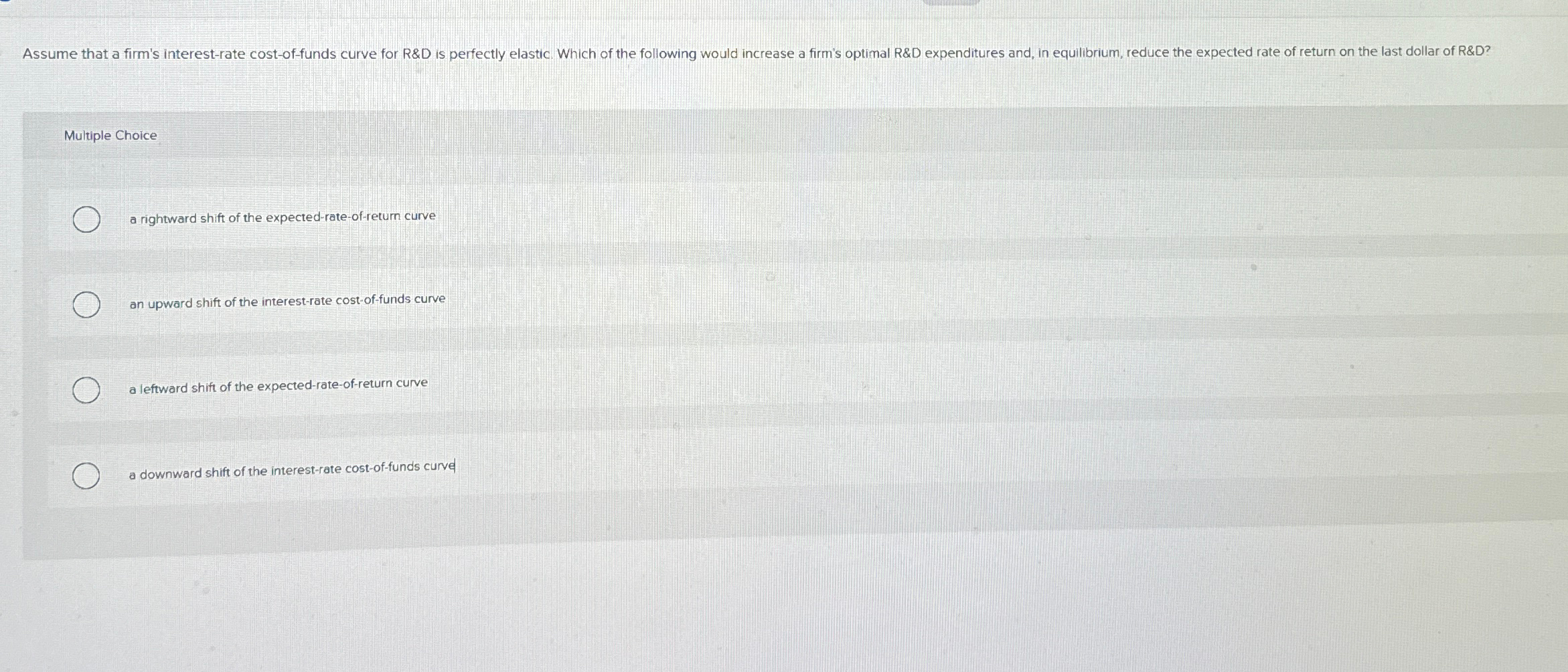 Solved Multiple Choice ﻿a rightward shift of the | Chegg.com