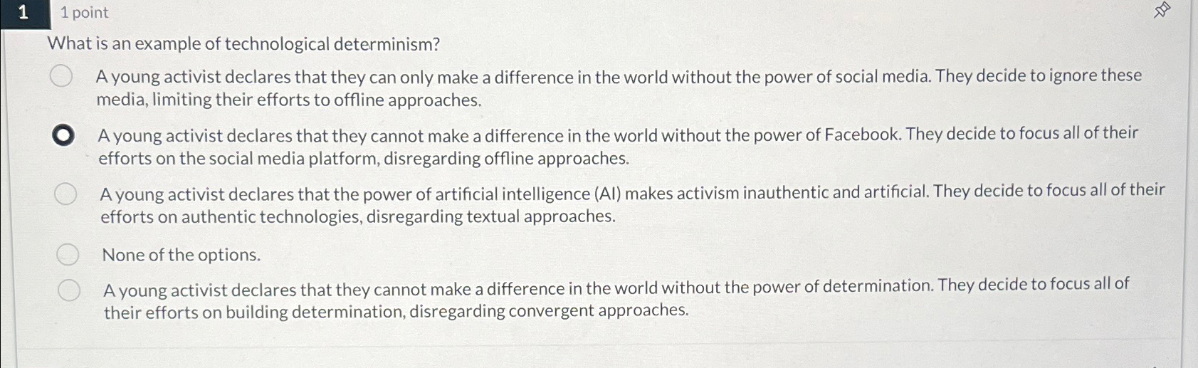 Solved 11 ﻿pointWhat is an example of technological | Chegg.com