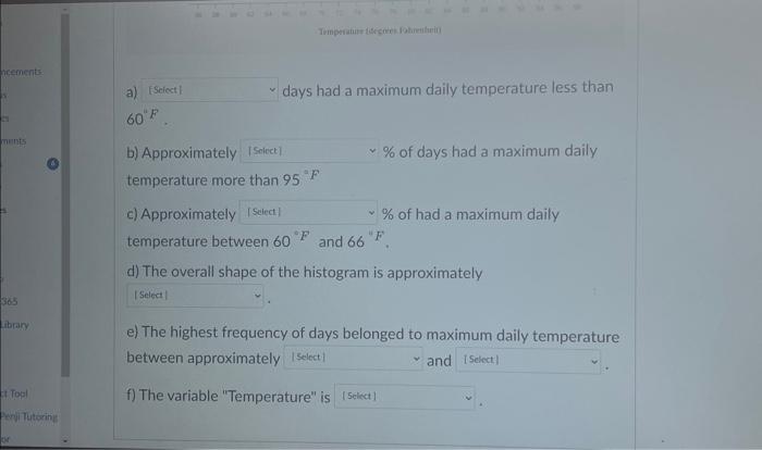 Solved a) days had a maximum daily temperature less than | Chegg.com