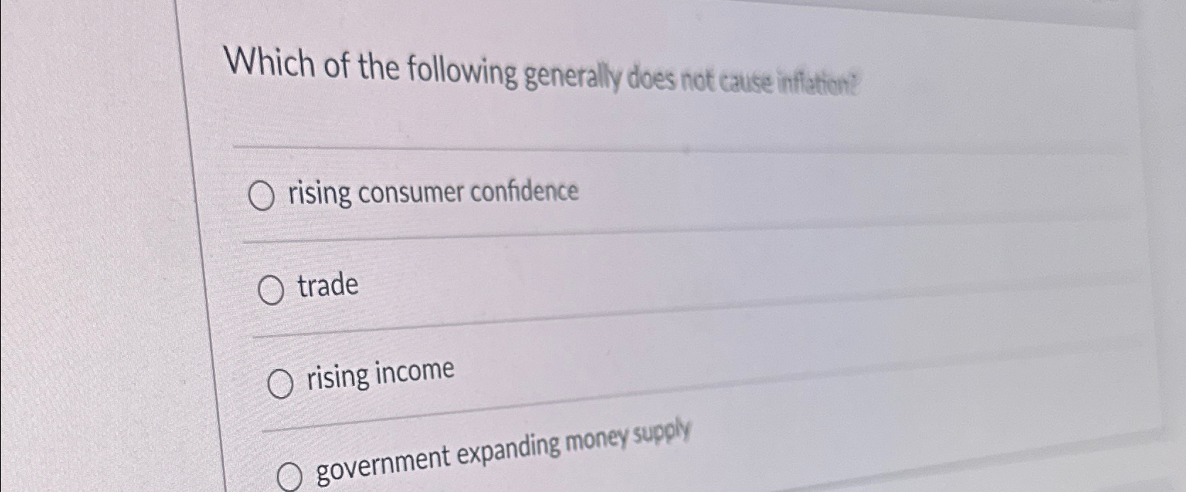 Solved Which of the following generally does not cause | Chegg.com